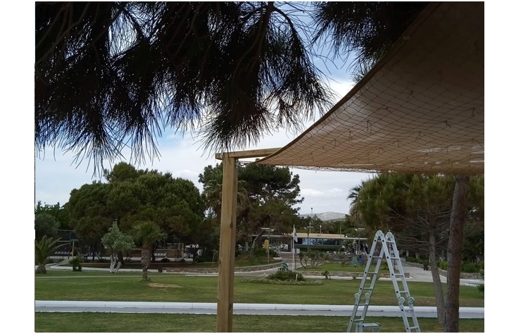 ΔΙΧΤΥ ΣΚΙΑΣΗΣ ΜΕ ΡΕΛΙ | ΤΟΠΟΘΕΤΗΣΗ ΣΕ ΠΕΡΓΚΟΛΑ | Εcoshadow.gr